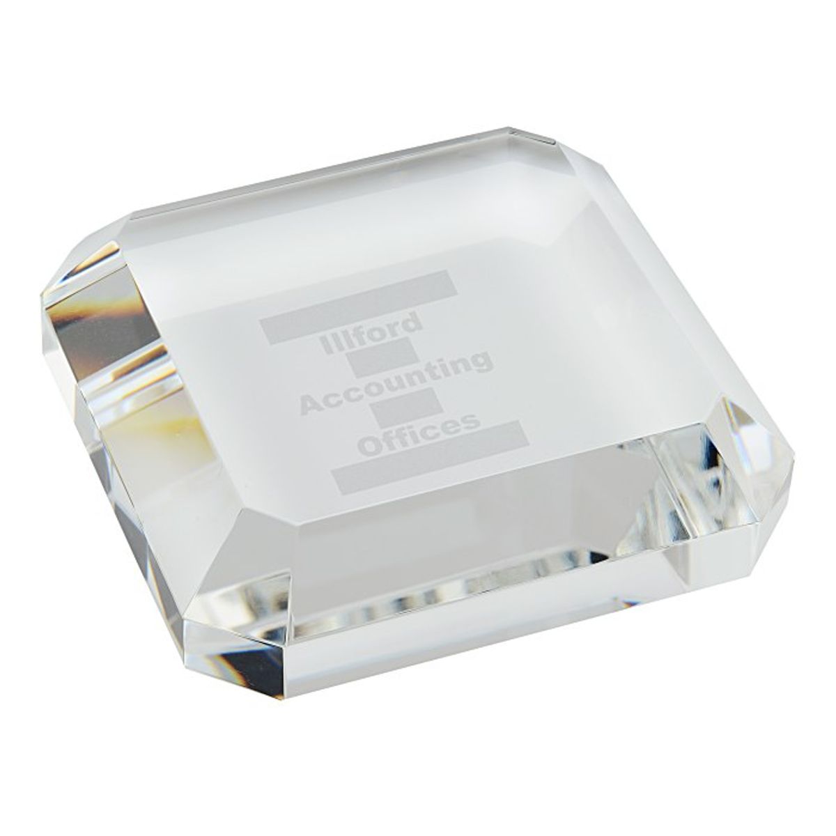 Beveled Crystal Paperweight - Square | Order-card.com | SKU# 5418