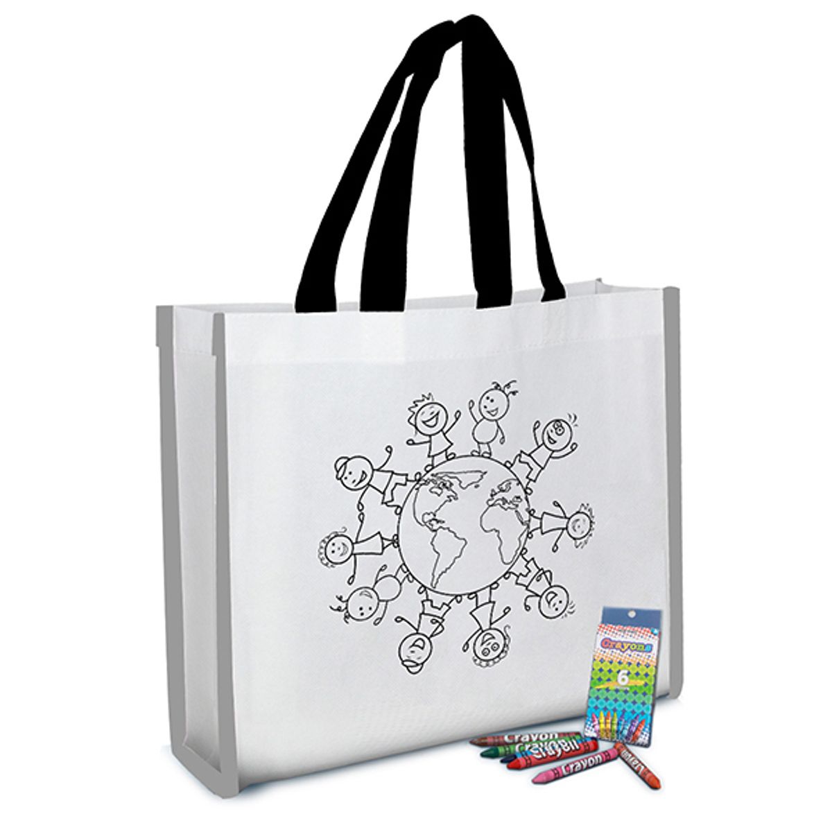 Custom Reflective Coloring Tote Bag With Crayons | Order-card.com | SKU ...